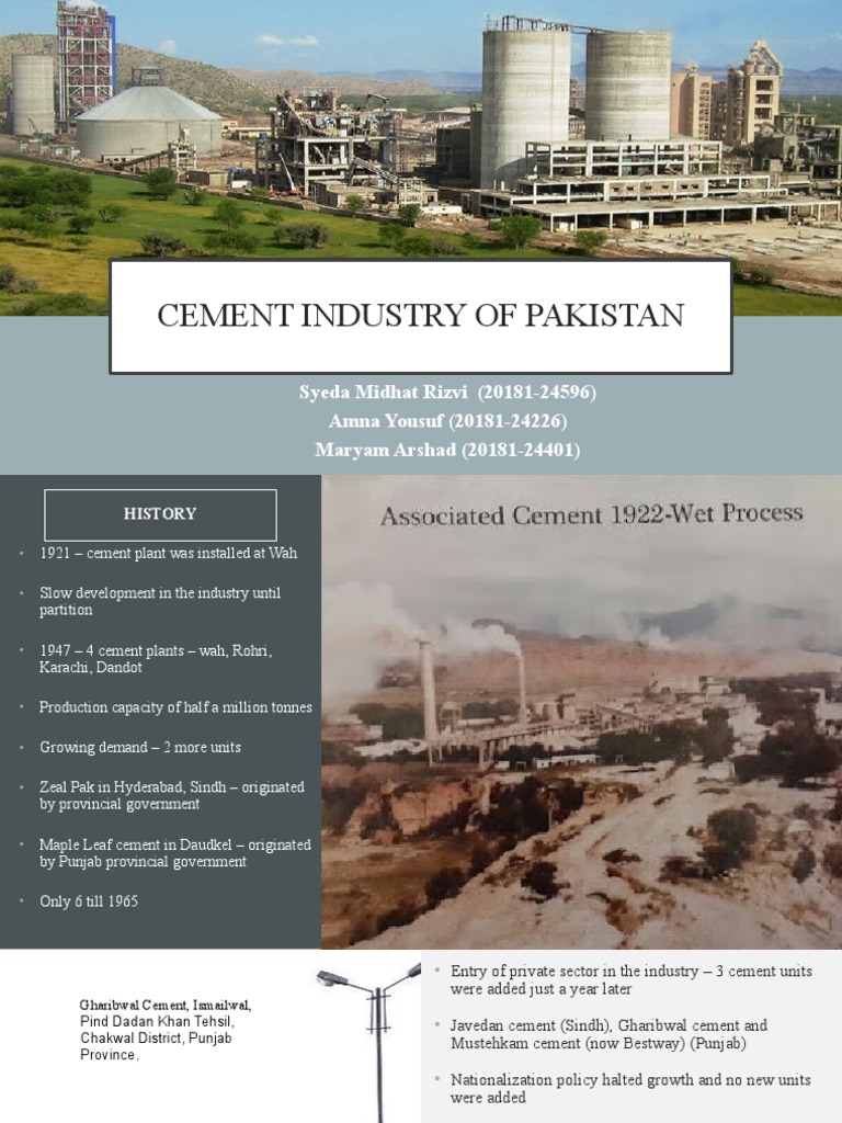 Cement Industry of Pakistan: Syeda Midhat Rizvi (20181-24596) Amna ...