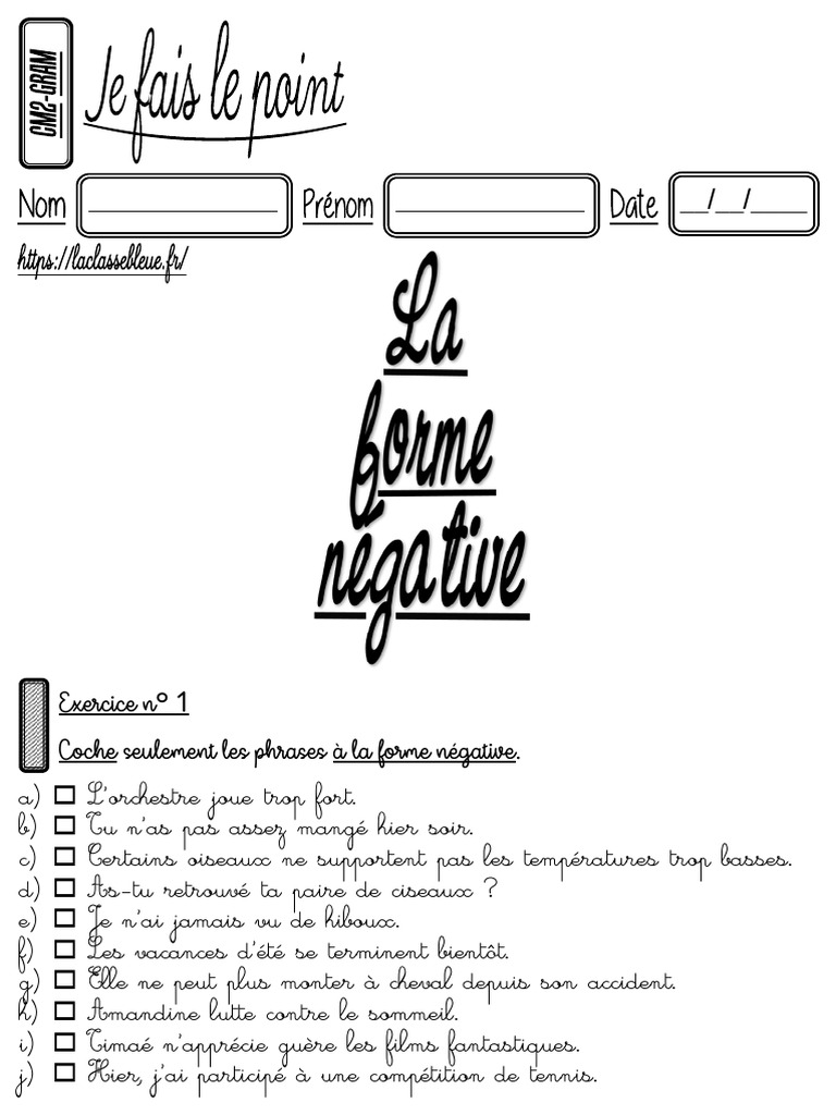 La Forme Negative CM2 | PDF