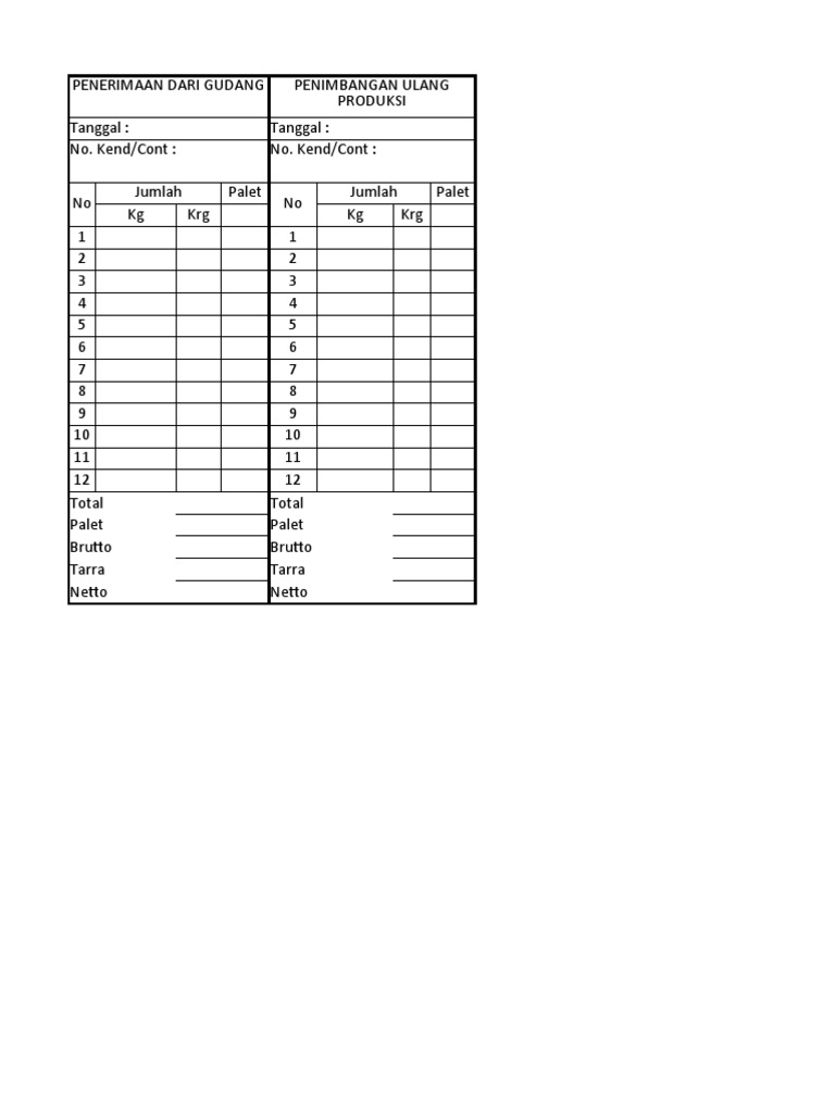 Form Timbangan | PDF