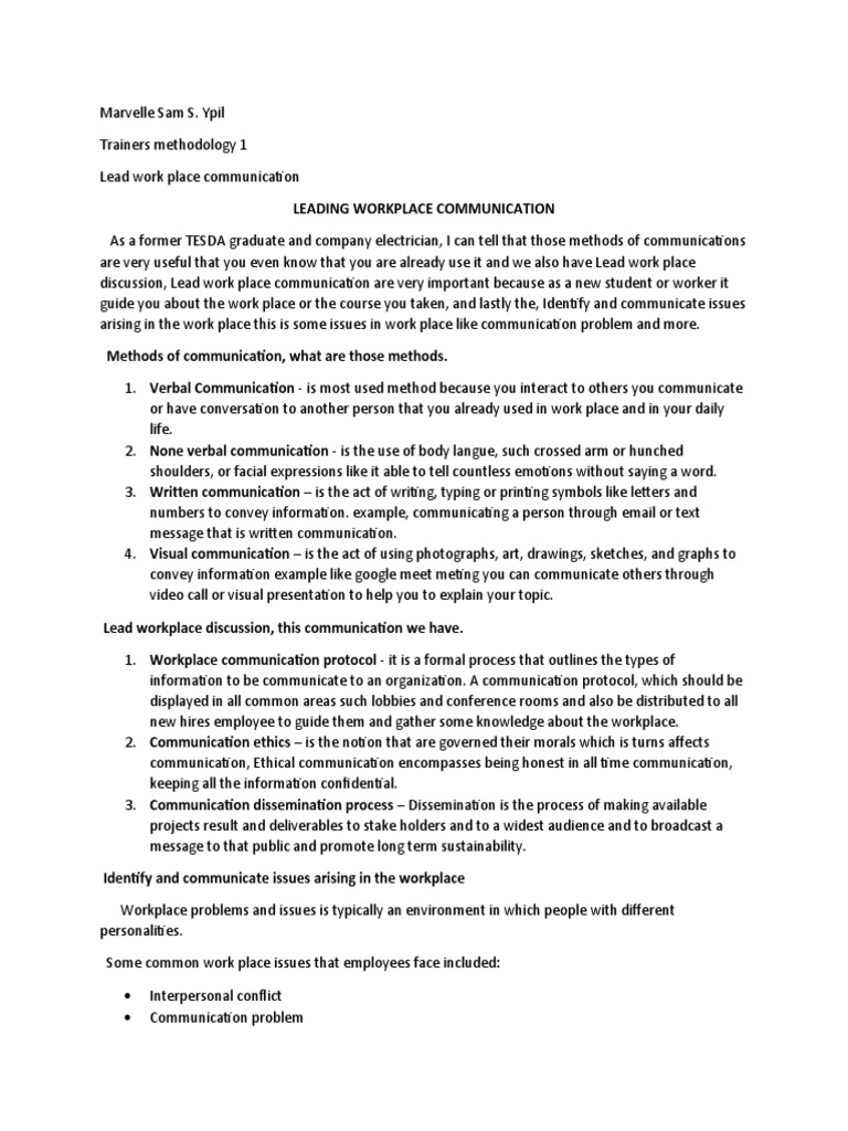 Lead Workplace Communication | PDF | Communication | Information
