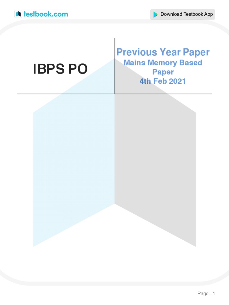 IBPS PO Mains Memory Based Paper 4th Feb 2021 English | PDF ...
