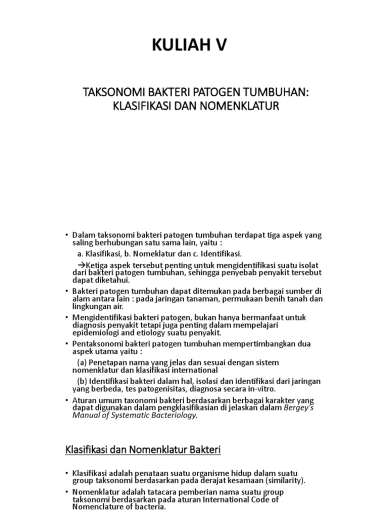 Taksonomi Bakteri Patogen Tumbuhan | PDF