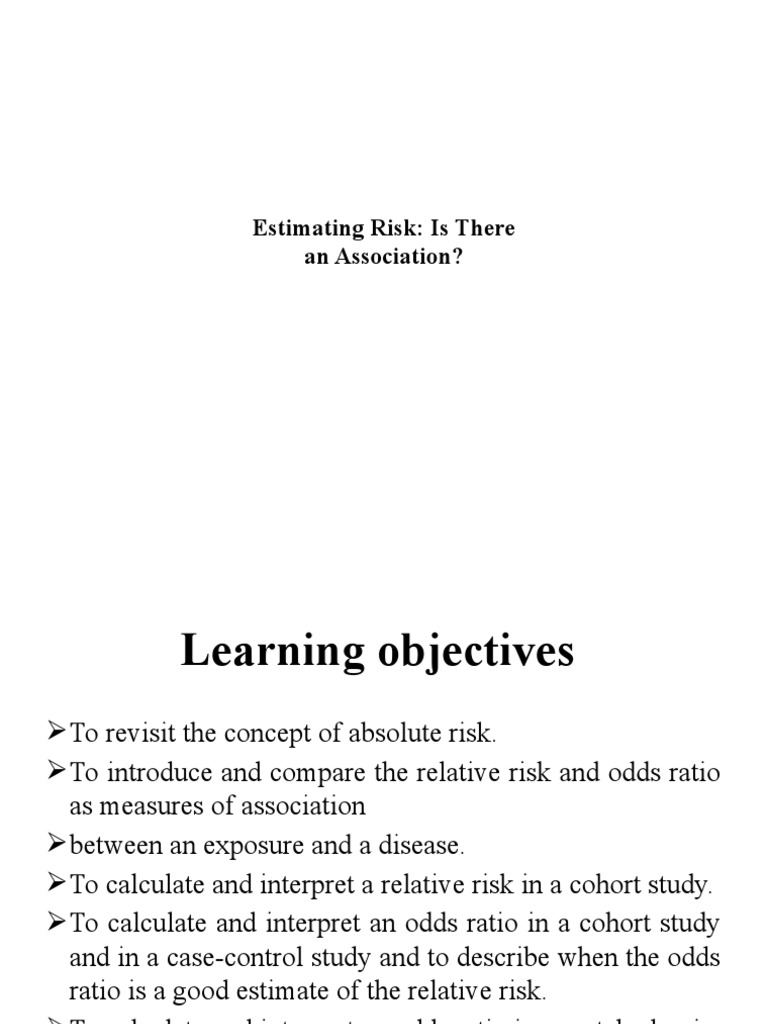 Estimating Risk: Is There An Association? | Download Free PDF ...