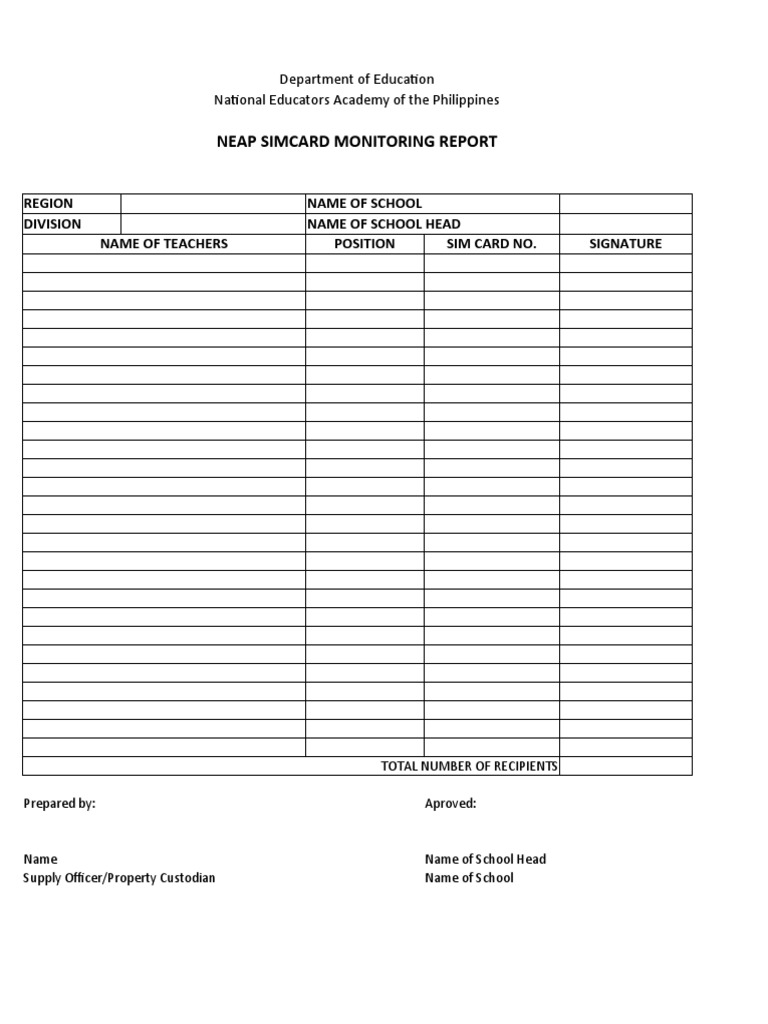 Neap Simcard Monitoring Report: Department of Education National ...