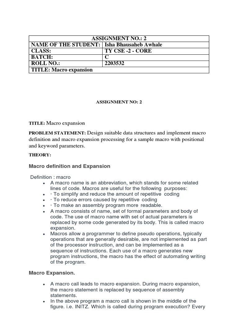 Isha Spos Lab Practical 2 (2203532) | PDF | Macro (Computer Science ... Isha Spos Lab Practical 2 (2203532) | PDF | Macro (Computer Science ...