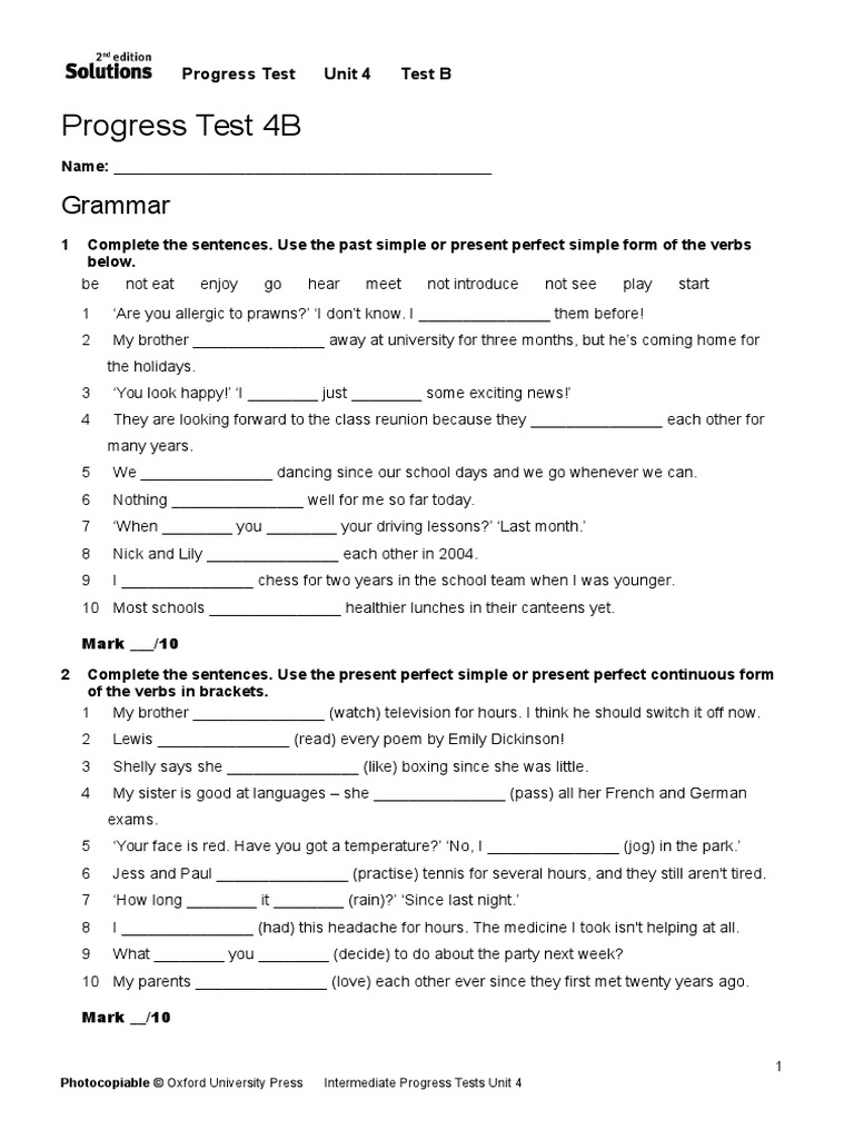 Sol2e Int Progress Test 04bdoc 2 | PDF | Smoking | Tobacco Smoking