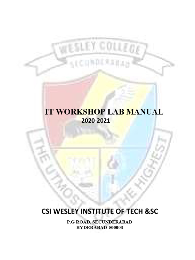 It Workshop Lab Manual: Csi Wesley Institute of Tech &SC | Download ...
