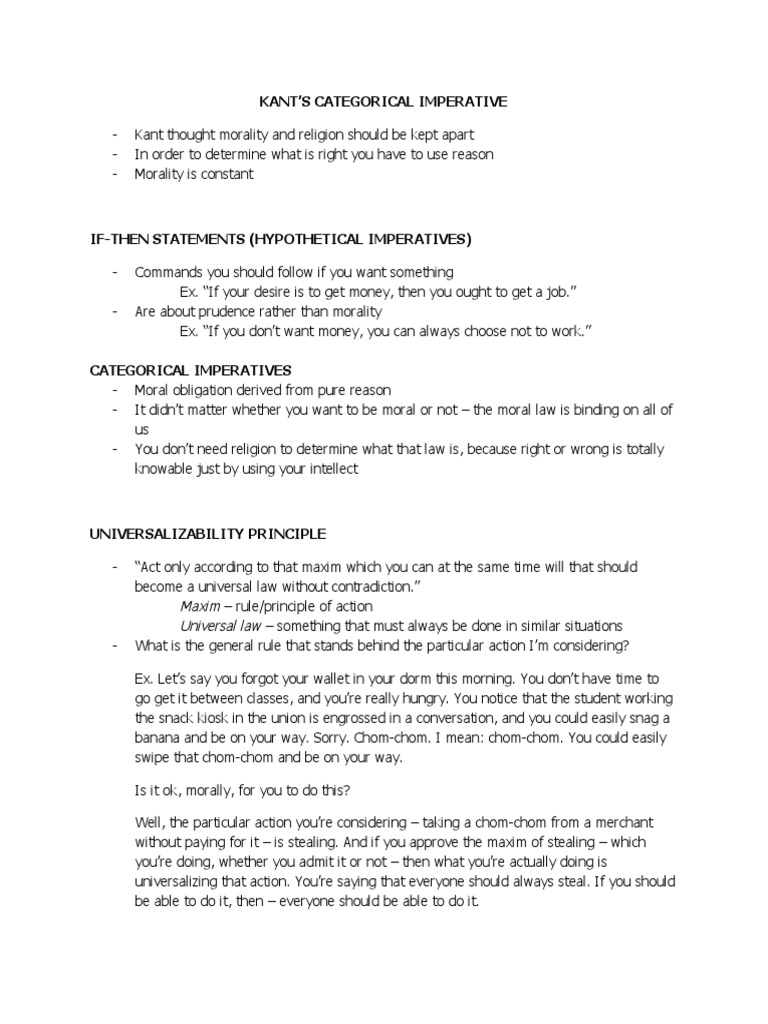 Kant's Categorical Imperative Explained | PDF | Immanuel Kant ...