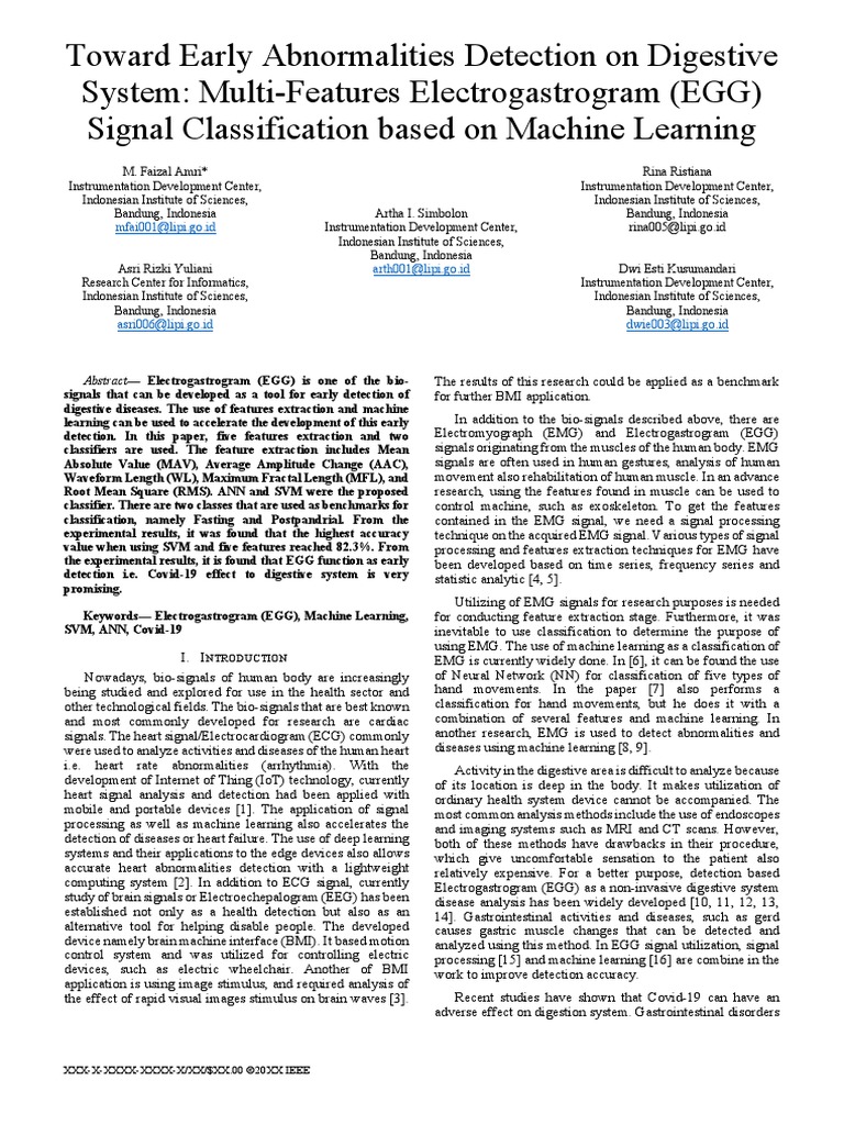 Toward Early Abnormalities Detection On Digestive System: Multi-Features Electrogastrogram (EGG ...