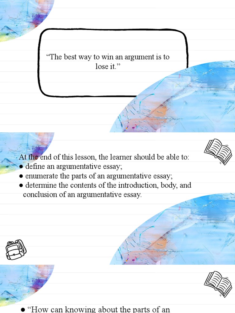 Parts and Features of Argumentative Essays | PDF | Essays | Argument