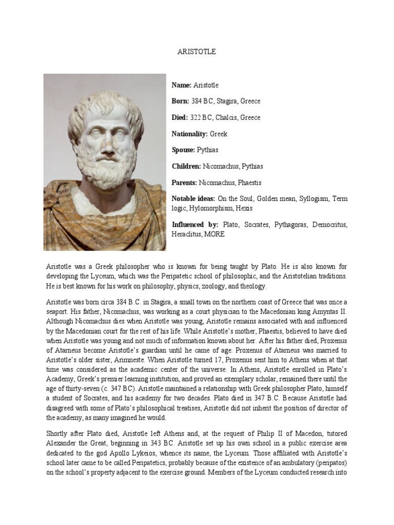Aristotle Information | PDF | Aristotle | Plato
