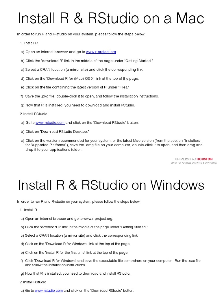 Install R & Rstudio On A Mac | PDF