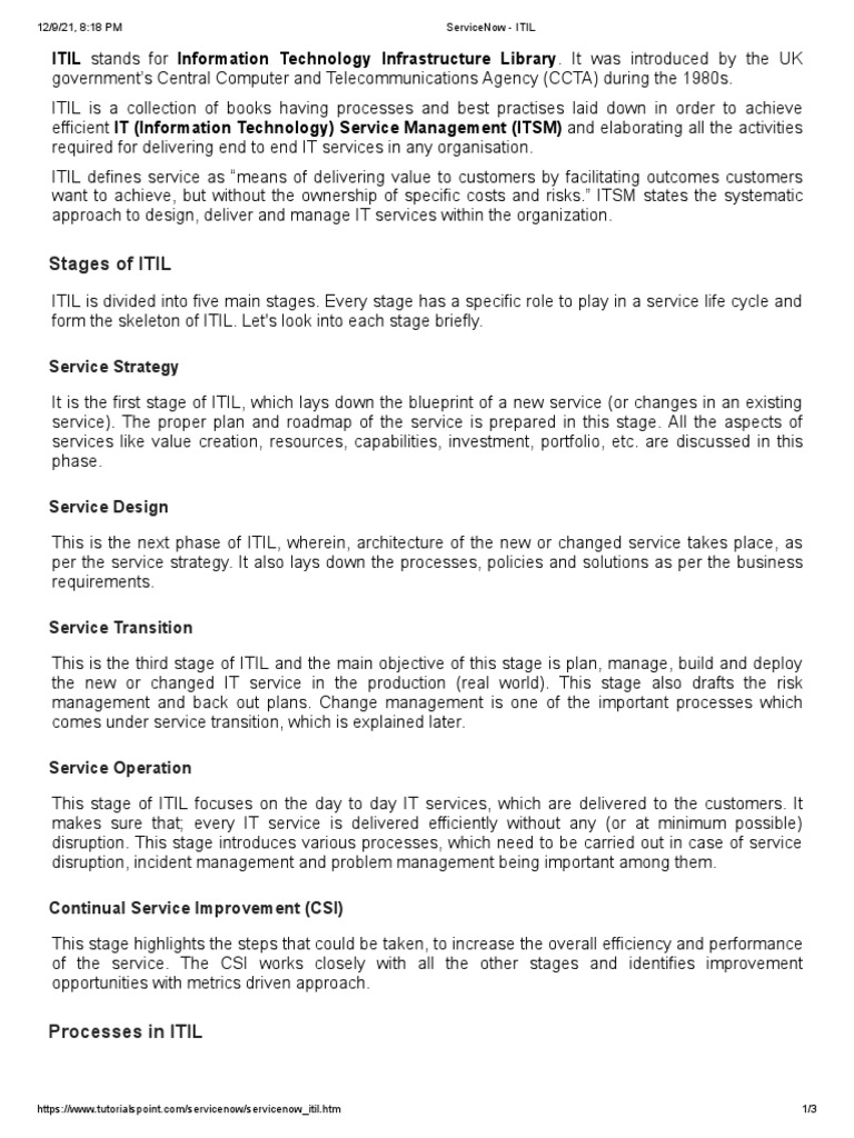ServiceNow - ITIL | PDF | It Service Management | Information Management