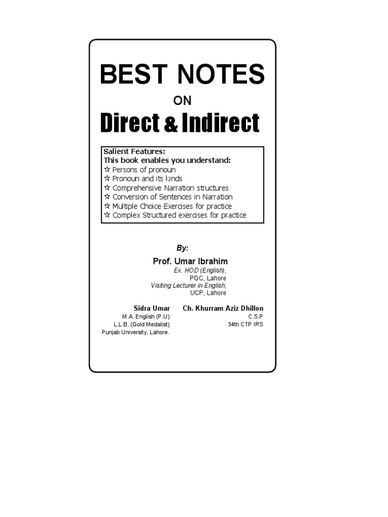 Best Notes On Direct & Indirect-3 | PDF | Object (Grammar) | Cognitive ...