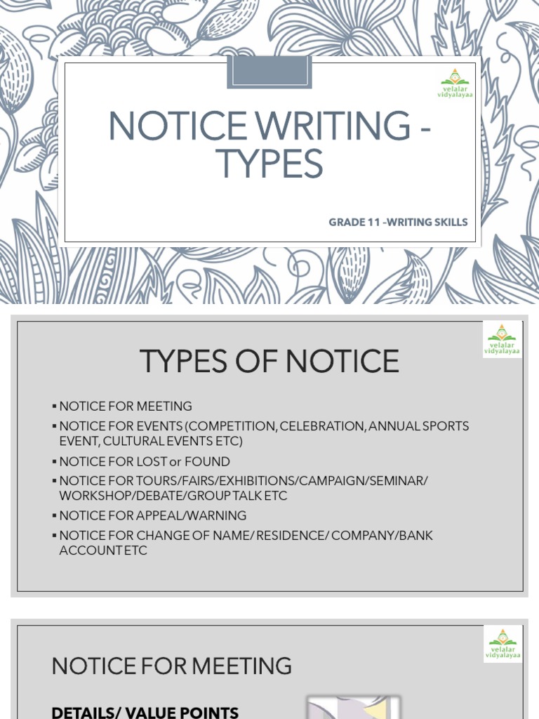 Notice Writing - Types | PDF