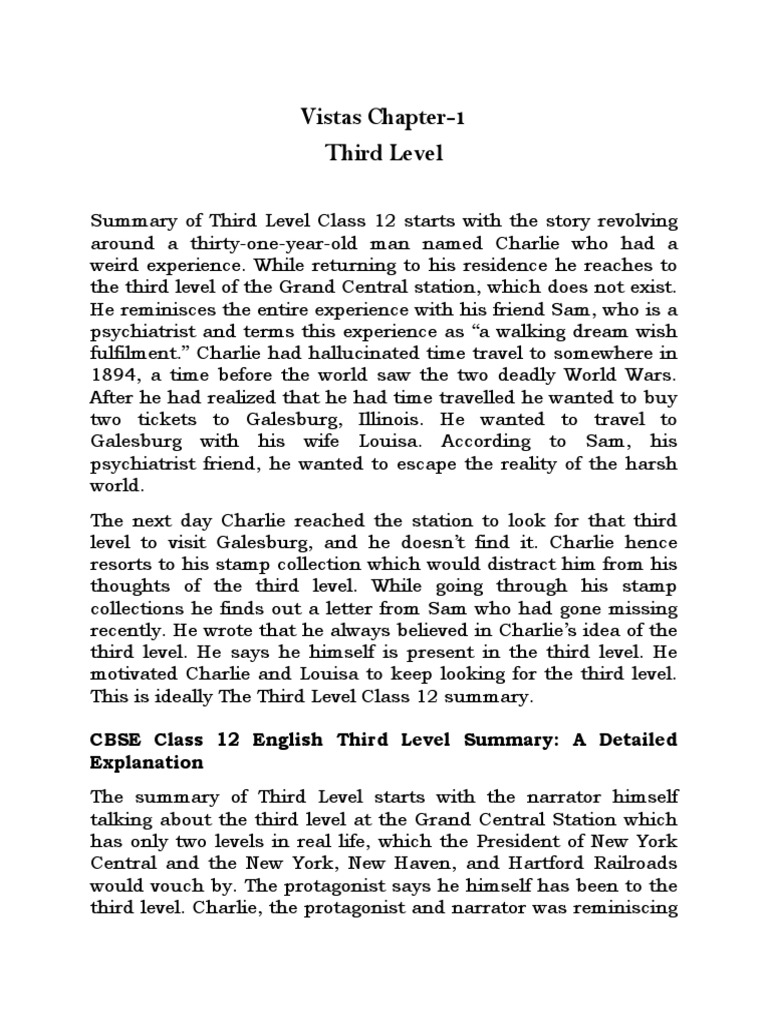 Vistas Chapter-1 Third Level: CBSE Class 12 English Third Level Summary ...
