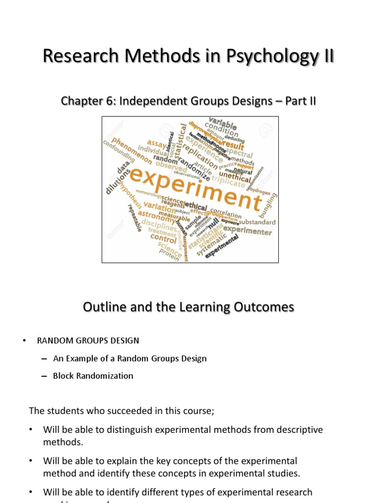 Research Methods in Psychology II: Chapter 6: Independent Groups ...