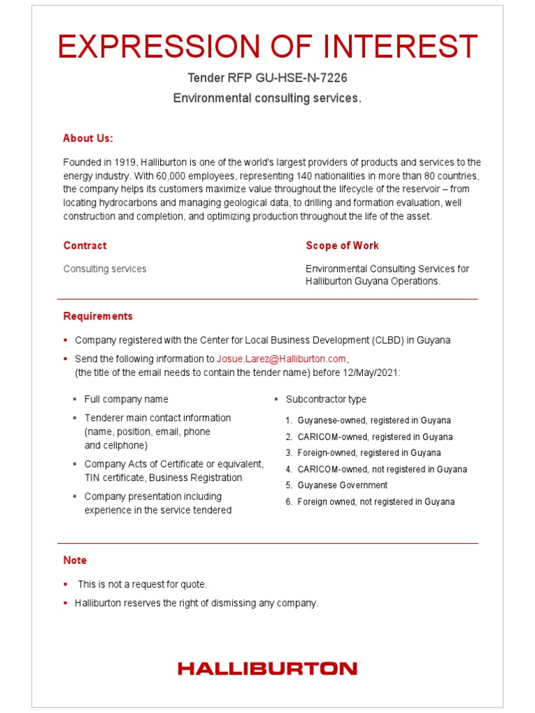 Halliburton Environmental Consulting RFP | PDF | Business