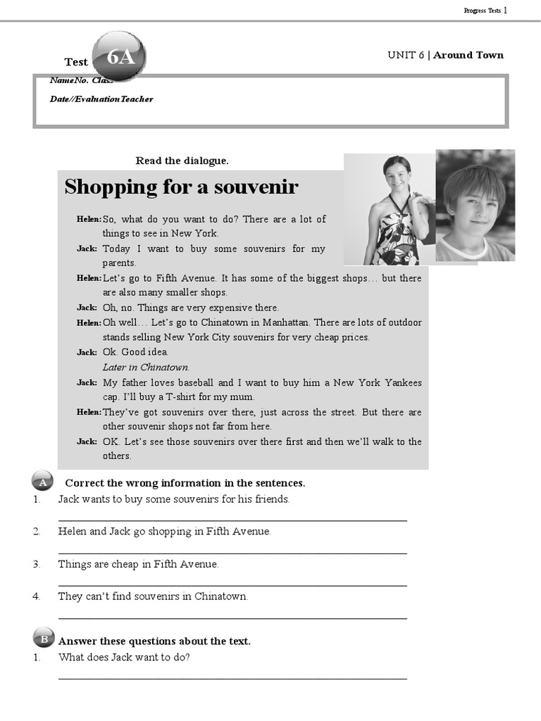 Shopping For A Souvenir Read The Dialogue PDF Language Arts Discipline