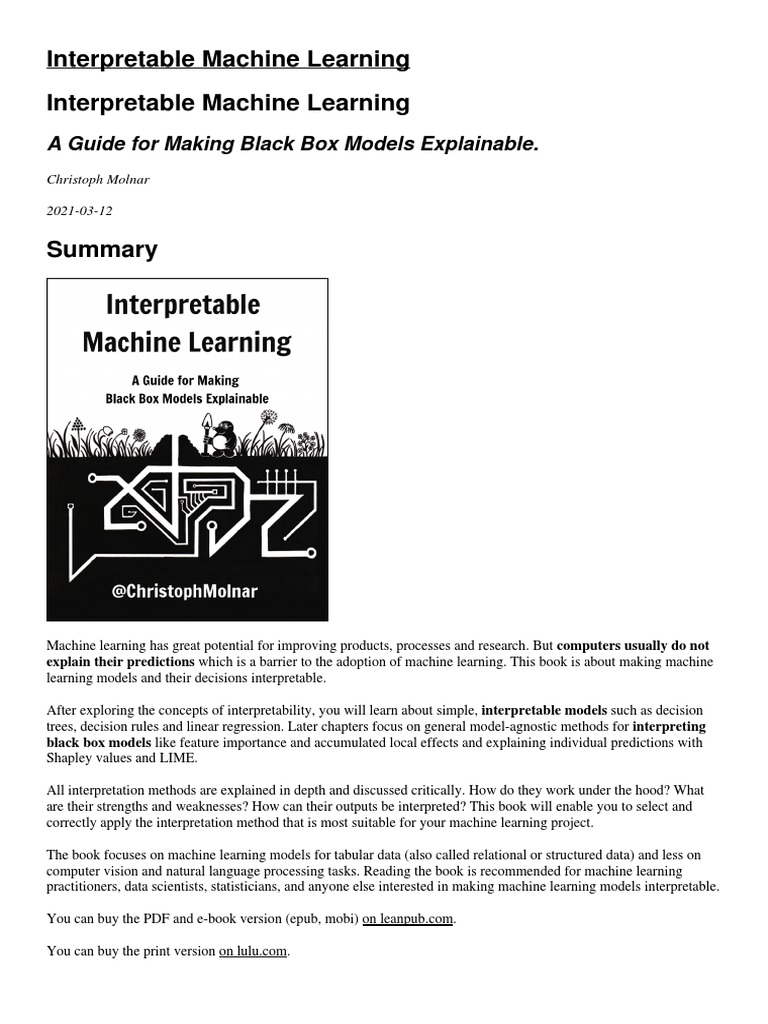 Christoph Molnar - Interpretable Machine Learning-Lulu - Com (2020 ...