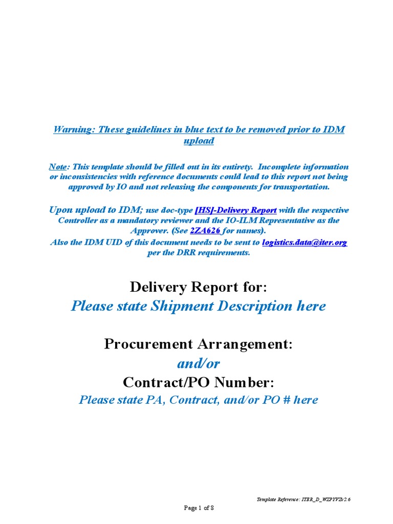 Delivery Report Template WZPYVZ v2 6 | PDF | Packaging And Labeling ...