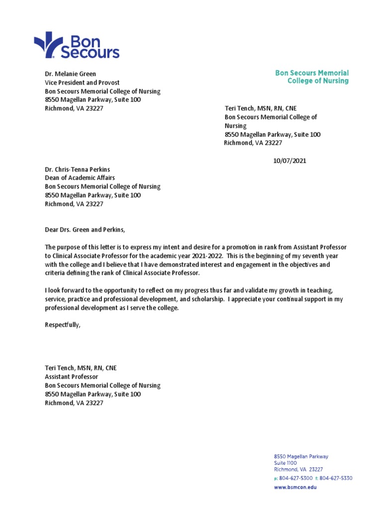 Promotion in Rank Request Letter | PDF