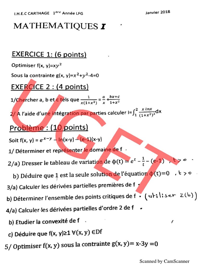 Examens Math 1 | PDF