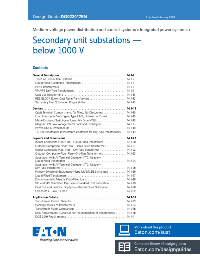 Bueno Eaton-Secondary-Unit-Substation-Design-Guide | PDF | Transformer ...
