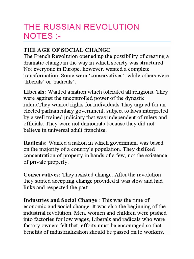 The Russian Revolution Notes | PDF | Russian Empire | Socialism