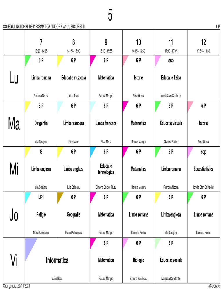 2021 11 22 Orar Clase | PDF