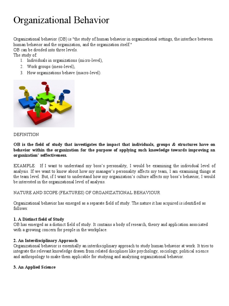 Organizational Behavior (Unit 1) Notes | Download Free PDF | Psychology ...
