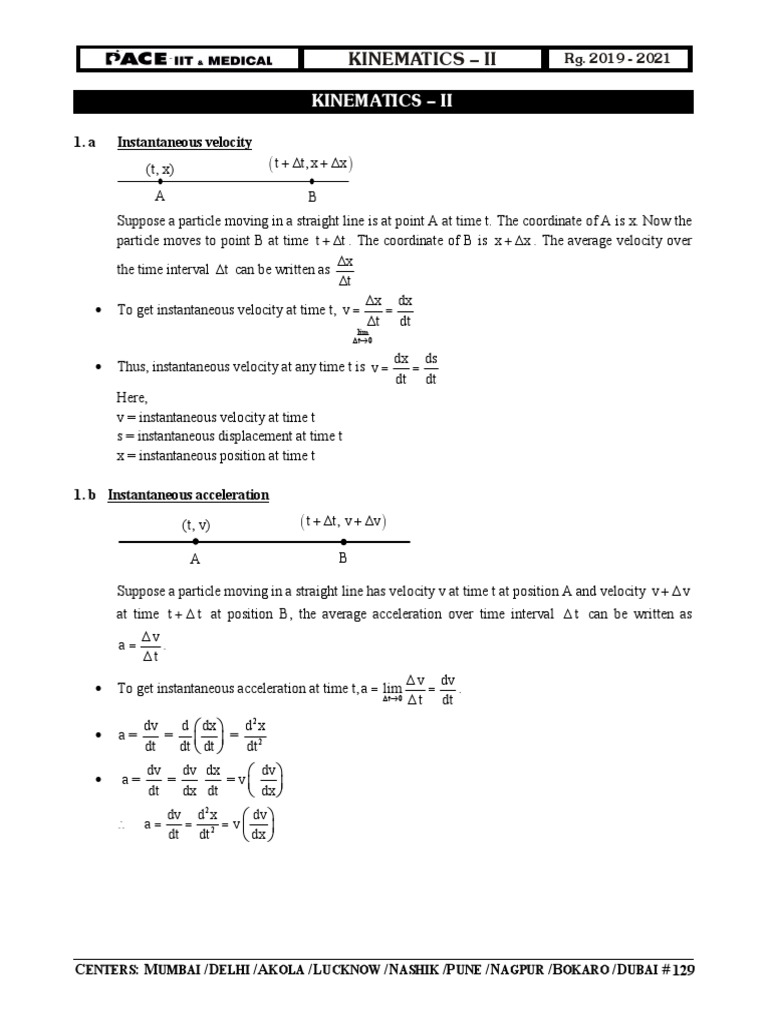 KINEMATICS - II Iit Jee Adv | PDF | Acceleration | Velocity