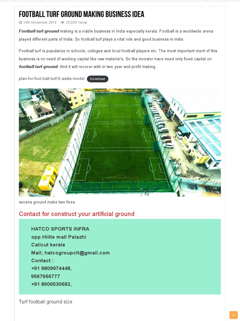 Football Turf Ground Making Business Idea - Vomyindia | PDF
