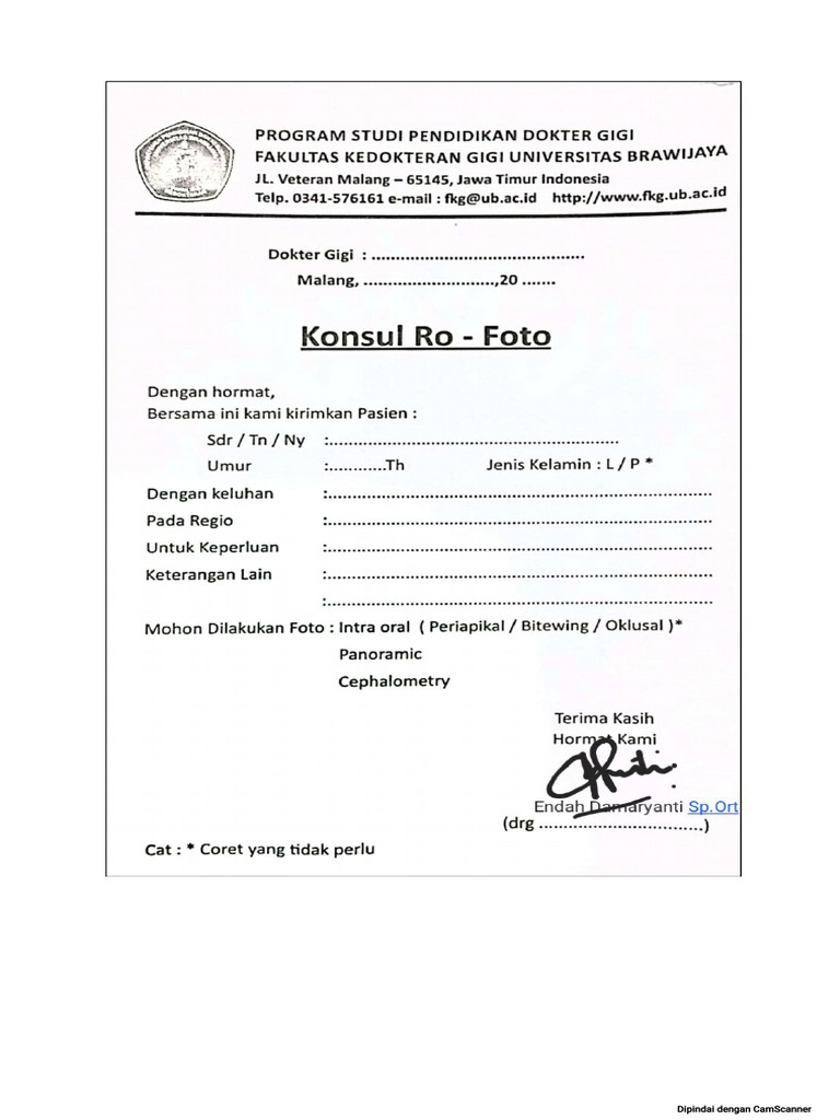 Lembar Rujukan Foto Rontgen | PDF