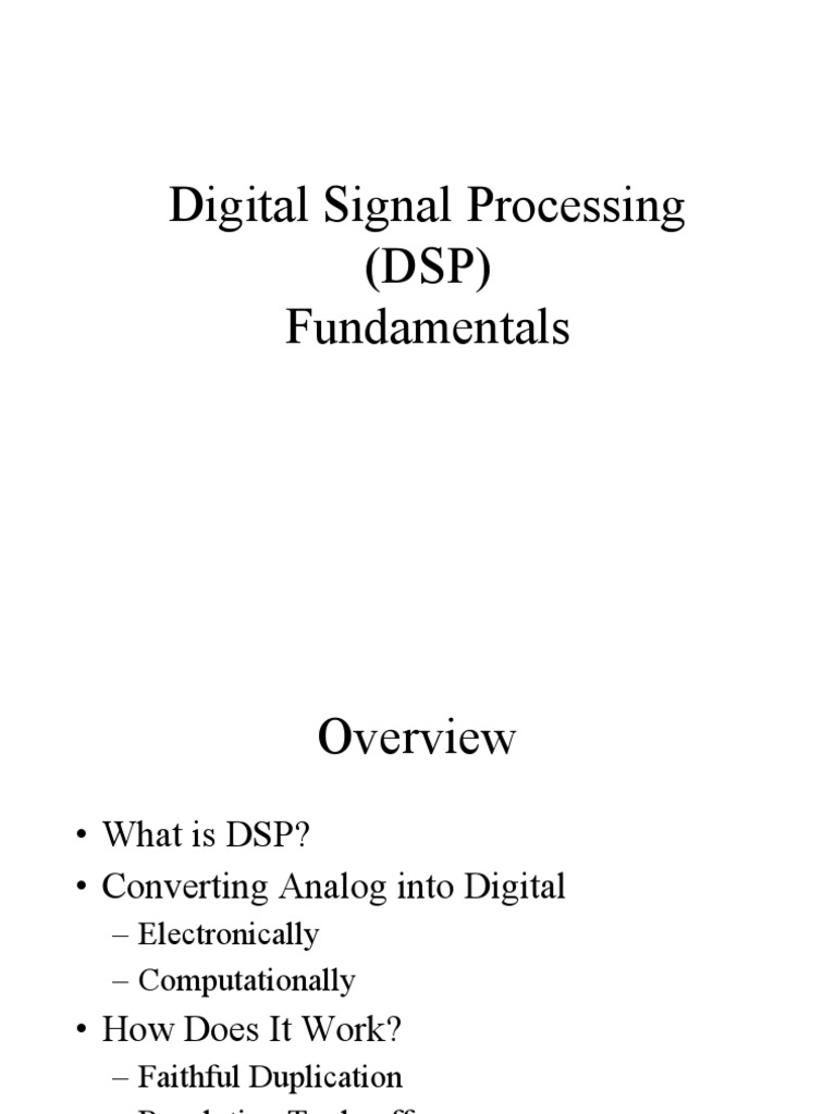 Digital Signal Processing (DSP) Fundamentals | PDF | Digital Signal ...