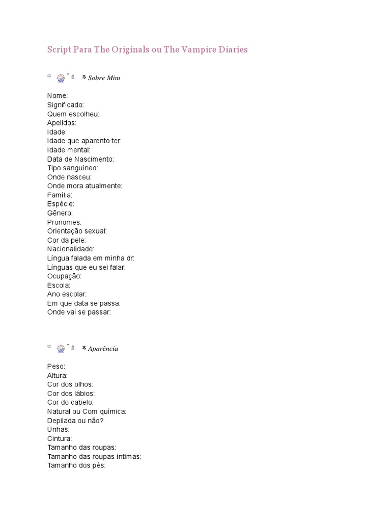 Script para The Originals Ou The Vampire Diaries | PDF