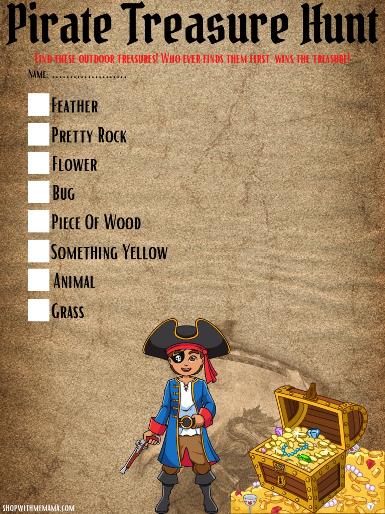 Pirate Treasure Hunt For Kids Birthday Party | PDF | Home & Garden ...