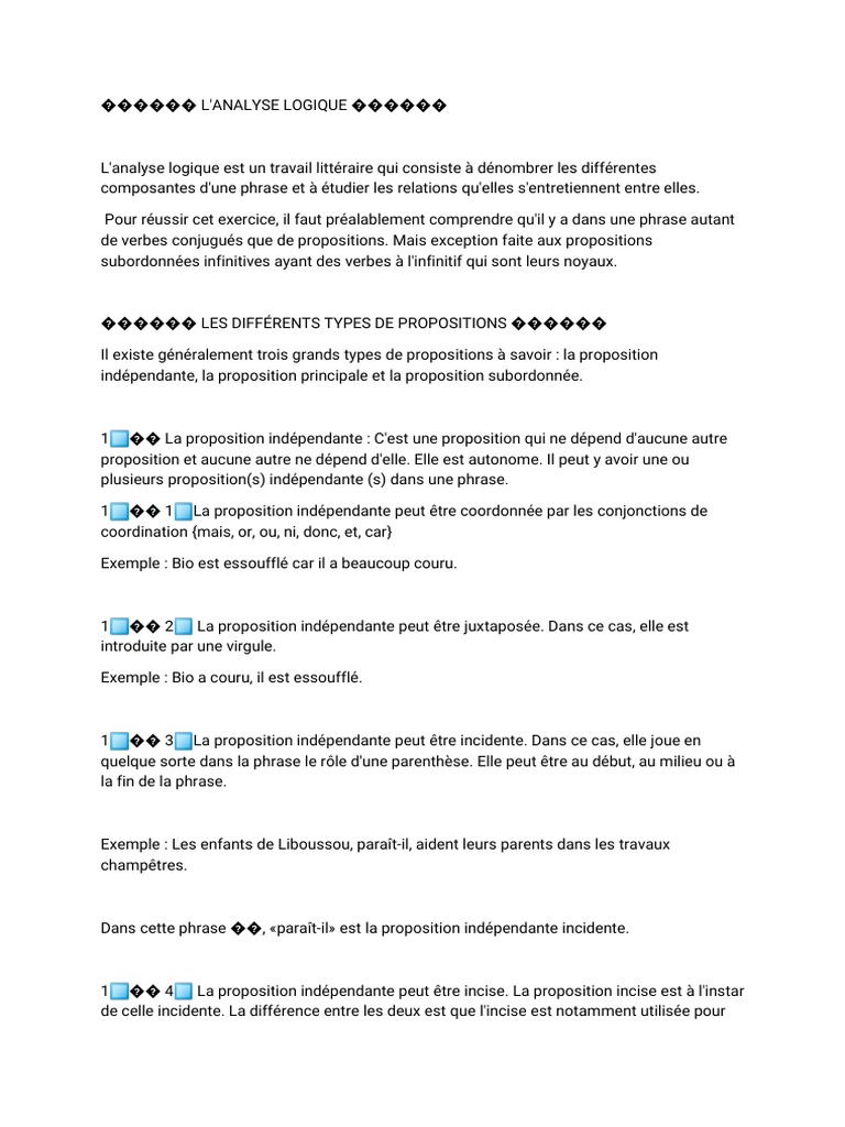 Analyse Logique | PDF | Clause | Phrase