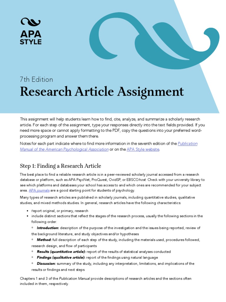 Apa Style Research Assignment | PDF | Citation | Apa Style