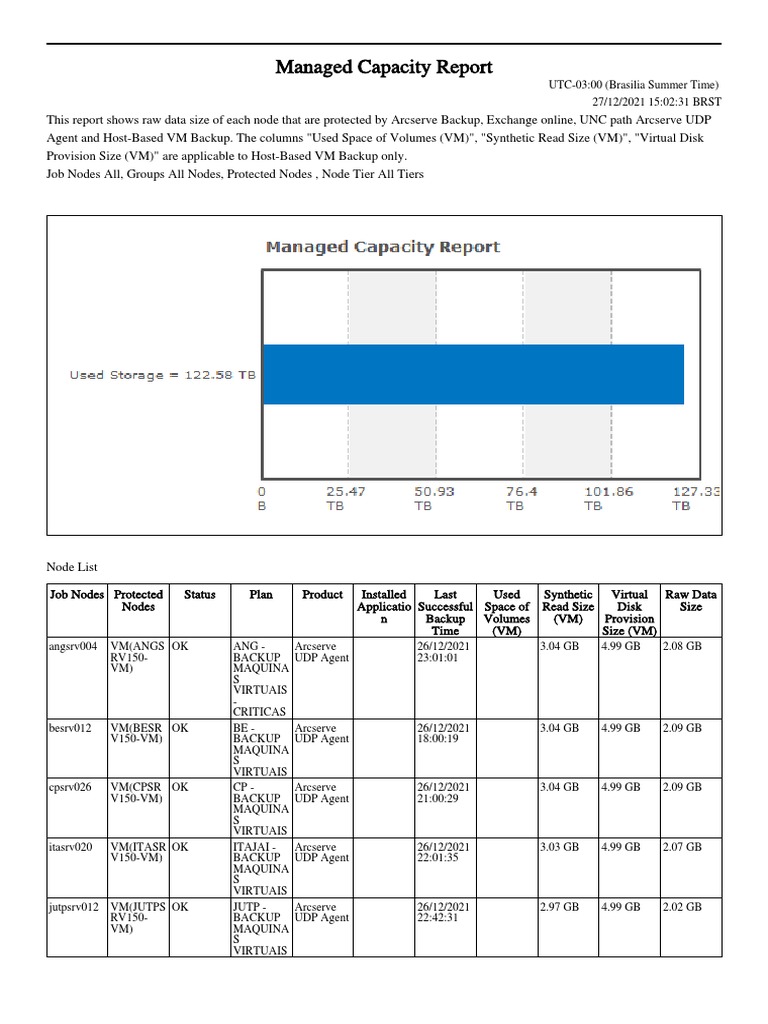 Managed Capacity Report | PDF | Backup | System Software