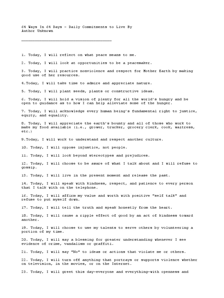 64 Ways in 64 Days | PDF | Compassion | Forgiveness