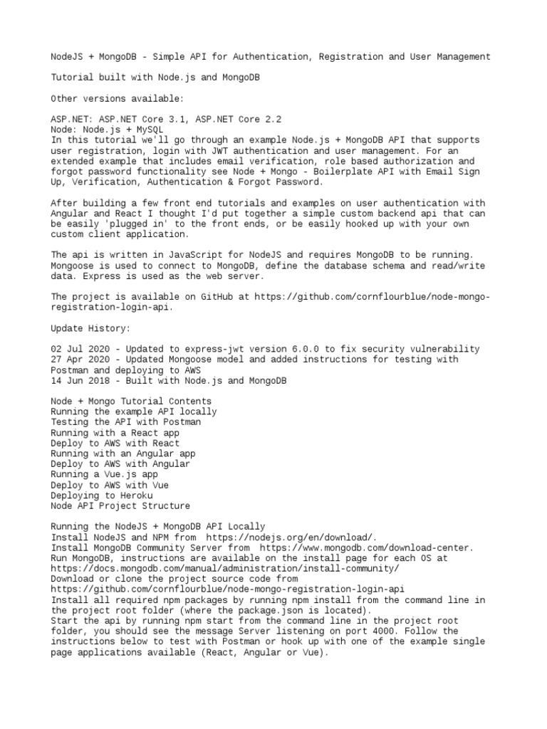 NodeJS + MongoDB | PDF | Web Application | Mongo Db