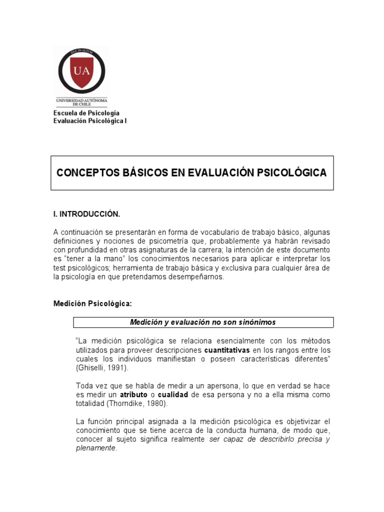 Conceptos Basicos en Ev Ps | PDF | Validez (Estadísticas) | Sicología