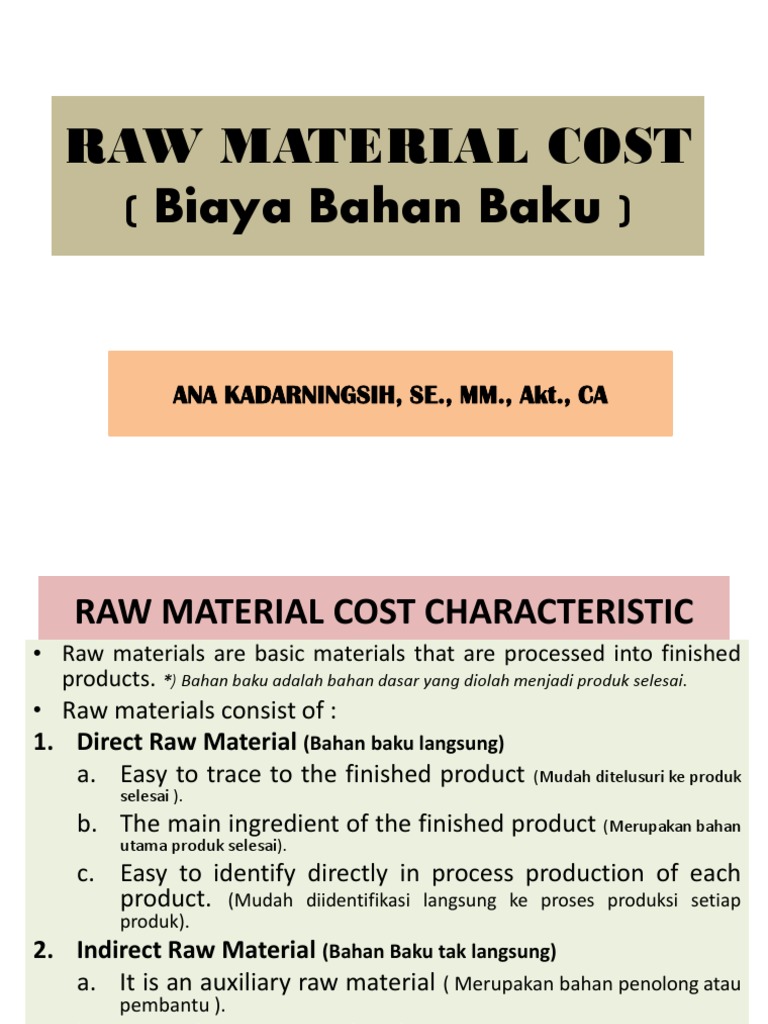 Raw Material Cost Analysis and Methods | PDF | Business Economics | Business
