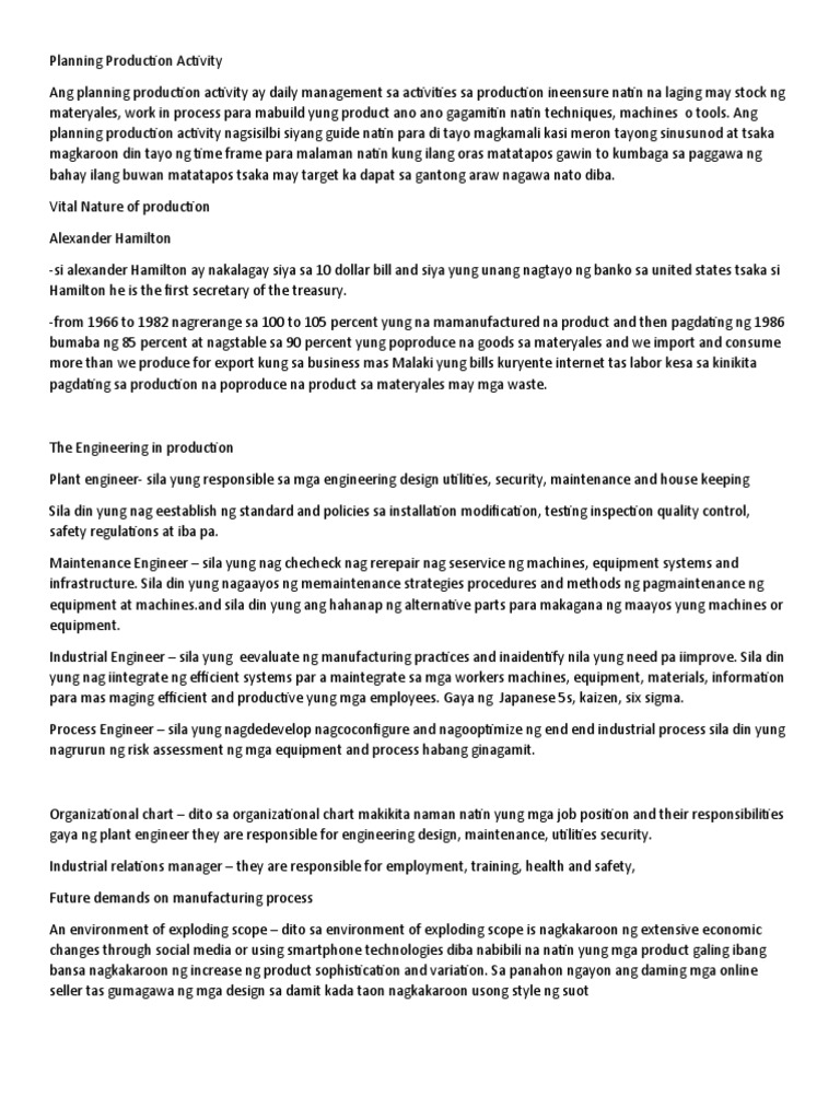 Production Activity Planning Essentials | PDF | Business | Economies