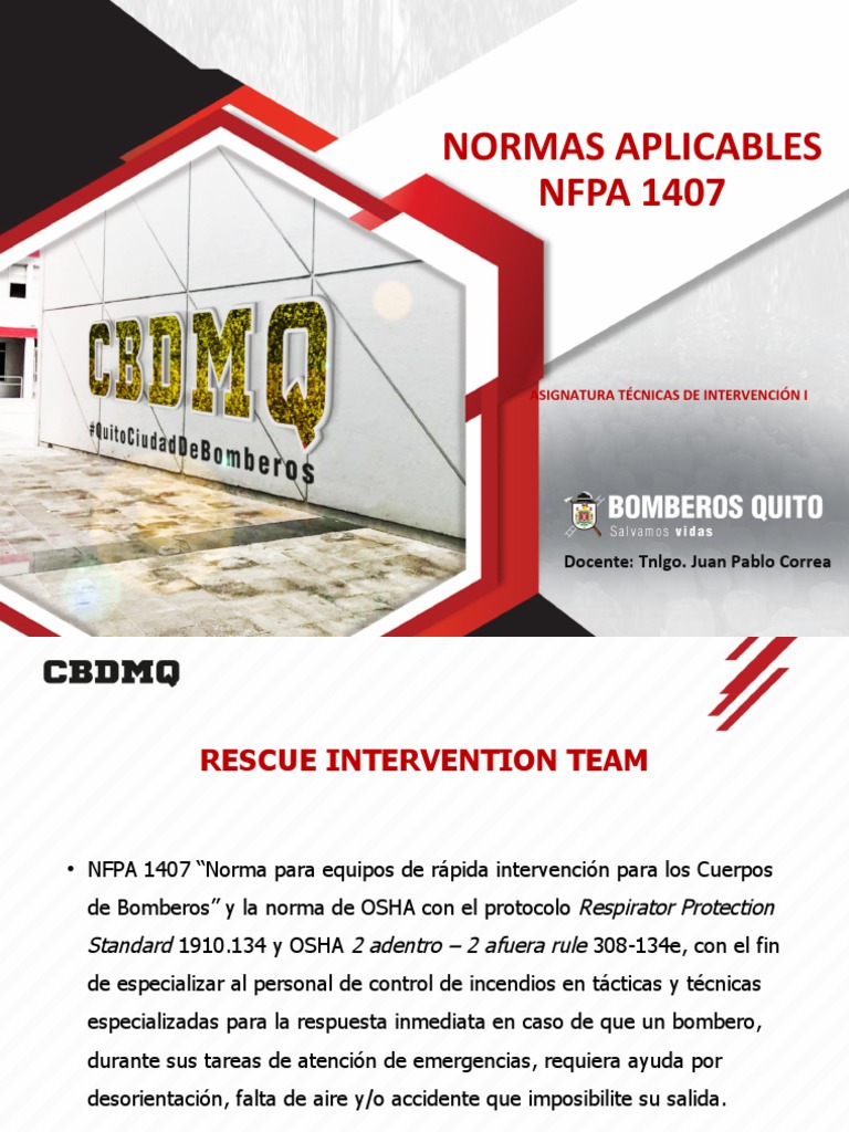 Normas NFPA 1407 para Equipos RIT | PDF | Bombero | Administración de ...