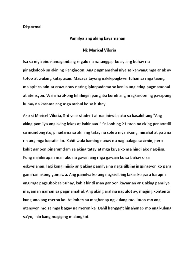 Di-Pormal at Pormal Na Sanaysay | PDF