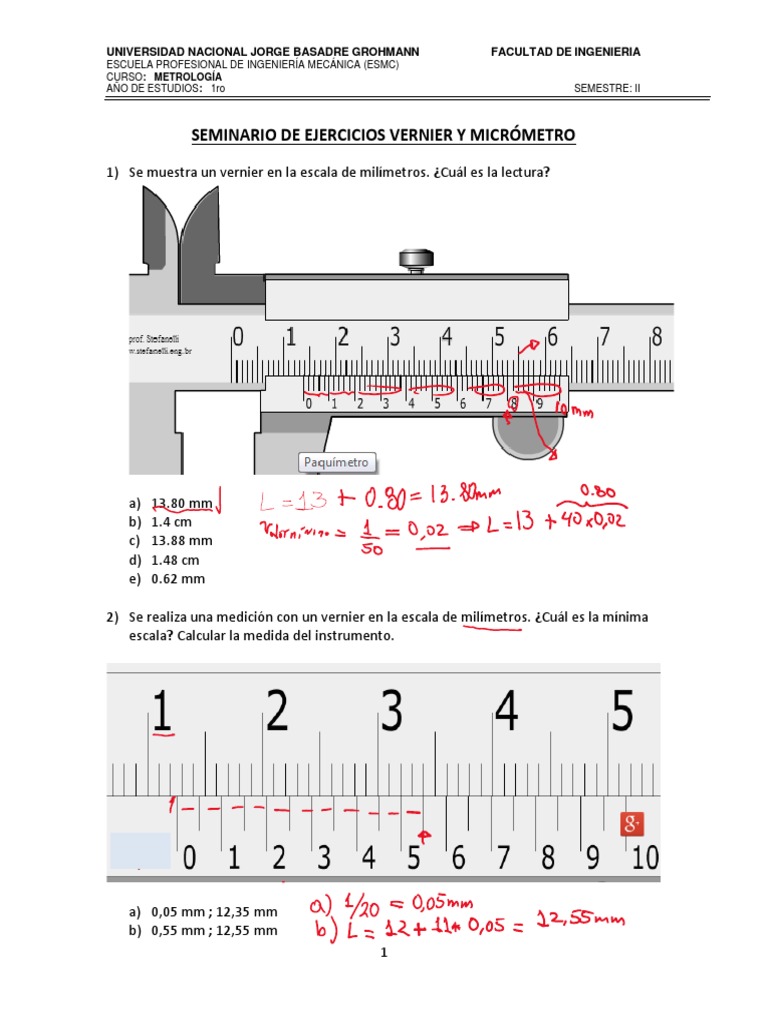 Ejercicios de Metrología: Vernier y Micrómetro | PDF