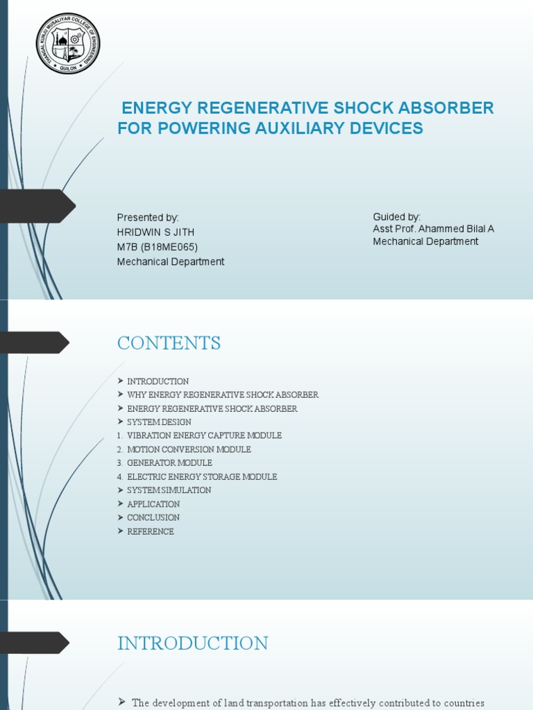 Energy Regenerative Shock Absorber | PDF | Electric Generator | Rectifier