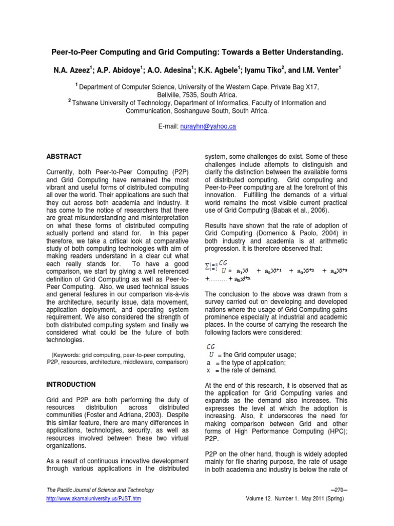 Peer To Peer Computing And Grid Computing Towards A Better Understanding Pdf Peer To Peer